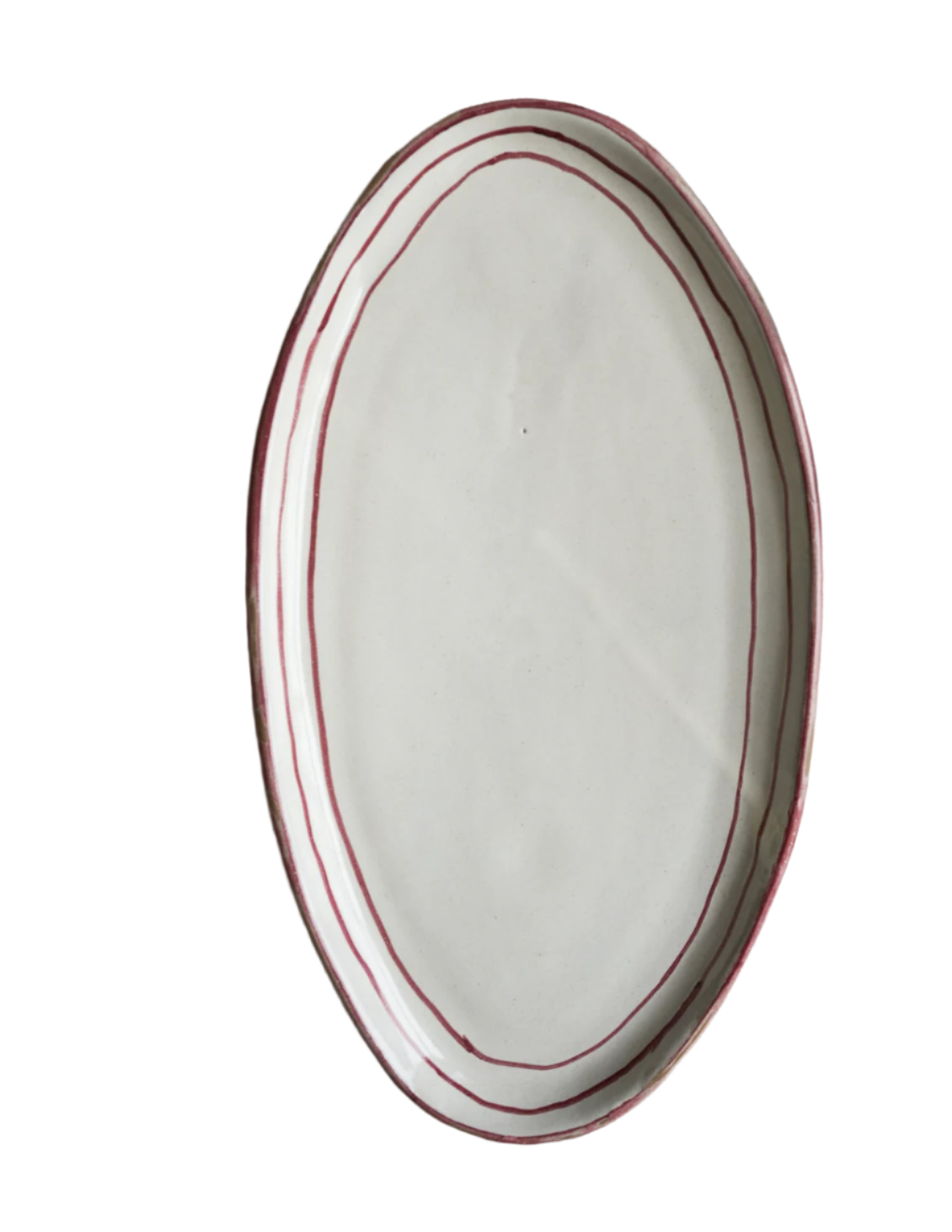 Hand Painted Breton Stripe Oval Plate - Brick | HAYGEN